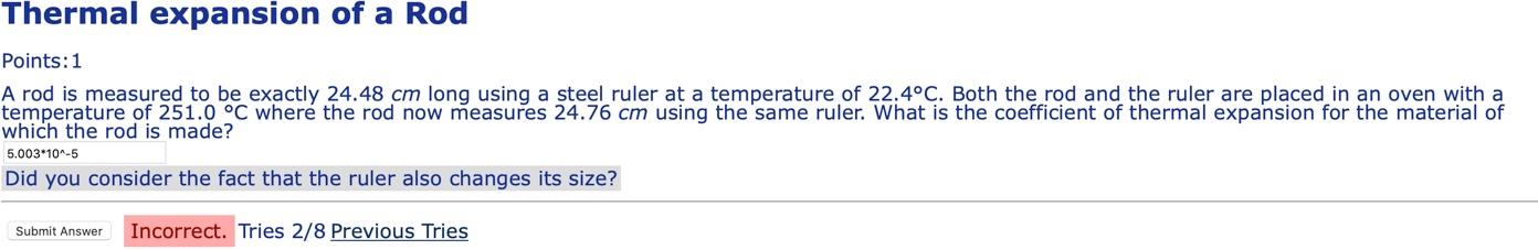 Solved Thermal expansion of a Rod Points: 1 A rod is | Chegg.com