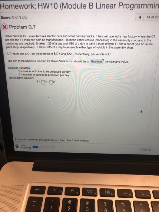 Solved Homework: HW10 (Module B Linear Programmin Score: 0 | Chegg.com