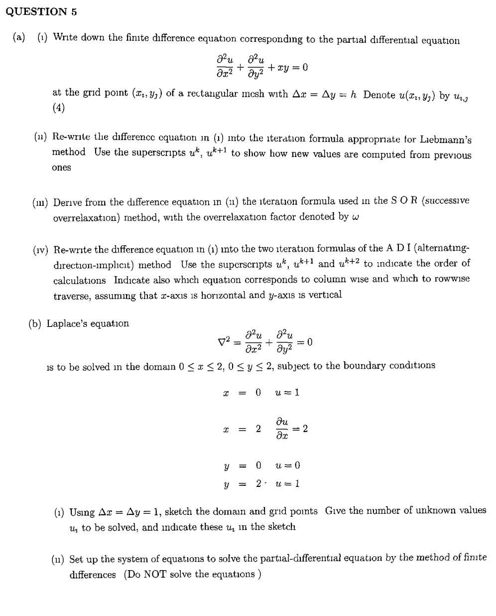 (a) (1) Write down the finite difference equation | Chegg.com
