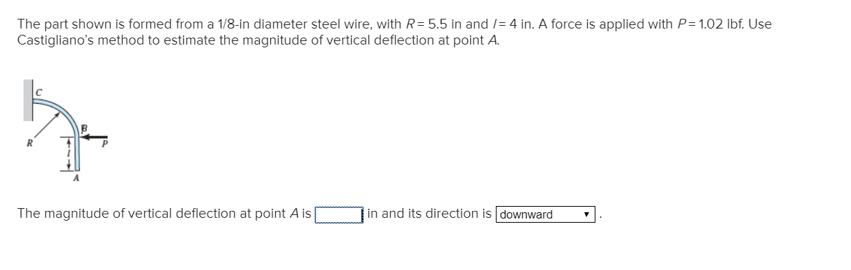 Solved The part shown is formed from a 1/8-in diameter steel | Chegg.com