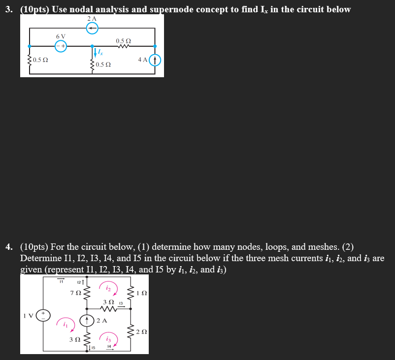 Solved (20pts) Determine ix and vx using nodal analysis | Chegg.com