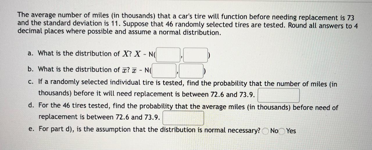 Solved The average number of miles (in thousands) that a | Chegg.com