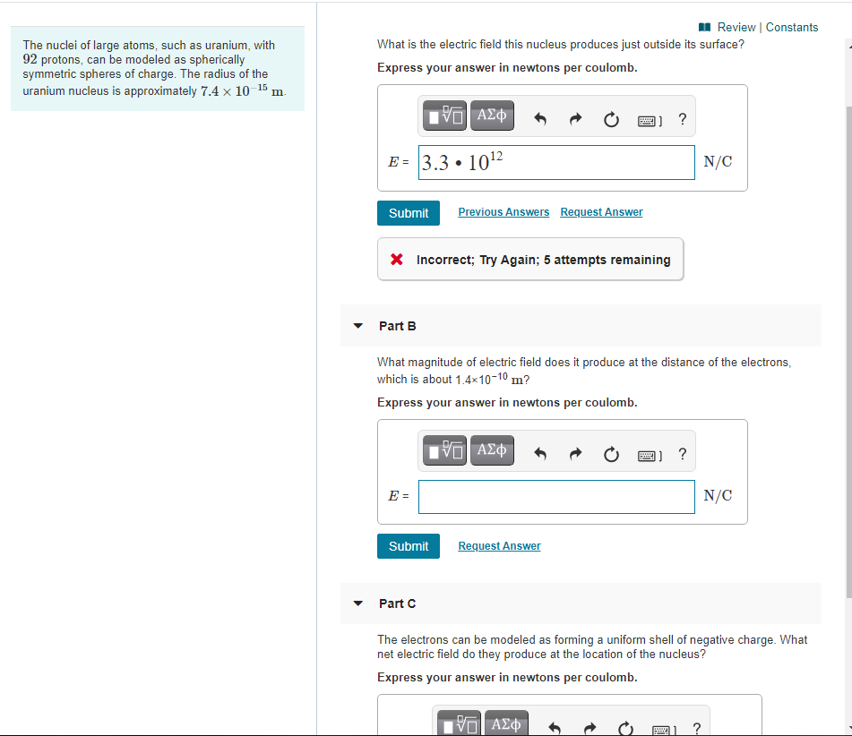 Solved The nuclei of large atoms, such as uranium, with 92 | Chegg.com