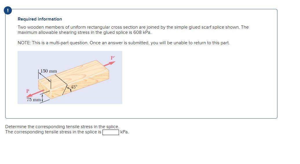 Solved Required information Two wooden members of uniform | Chegg.com
