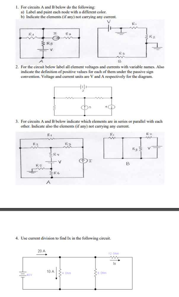 Solved For circuits A and B below do the following:a) ﻿Label | Chegg.com