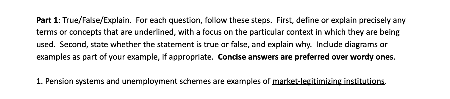 Solved Part 1: True/False/Explain. For each question, follow | Chegg.com