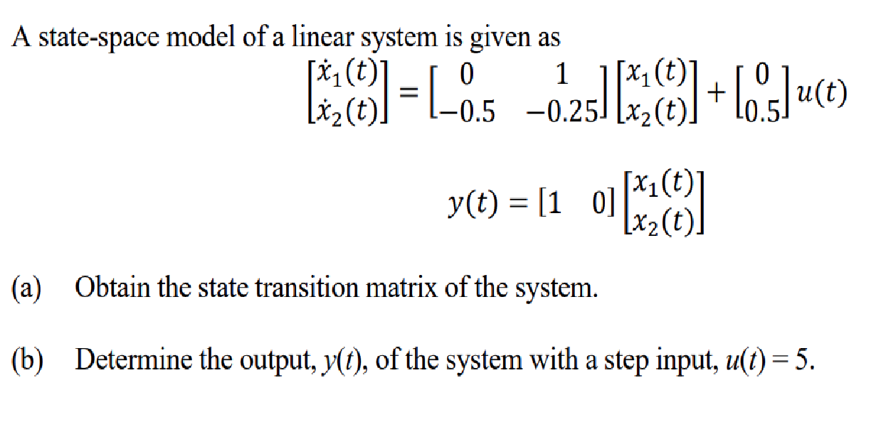 Solved A state-space model of a linear system is given as | Chegg.com