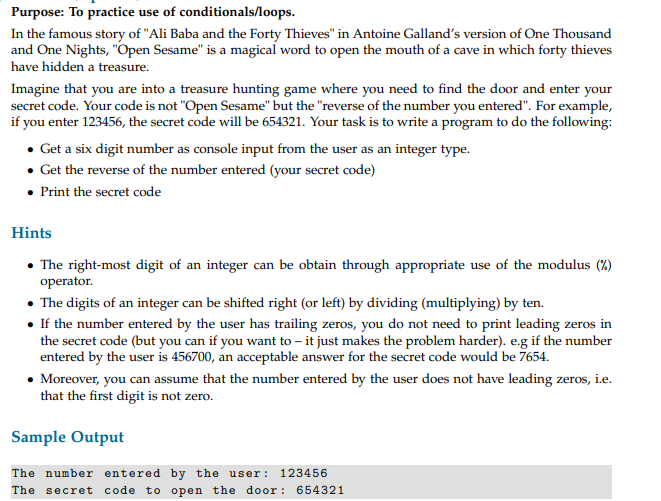 Solved Purpose: To practice use of conditionals/loops. In | Chegg.com