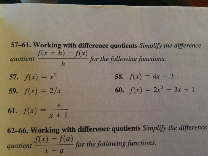 Solved Working with difference quotients Simplify the | Chegg.com