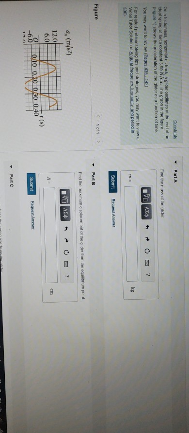 Solved Constants Part A On a frictionless, horizontal air | Chegg.com