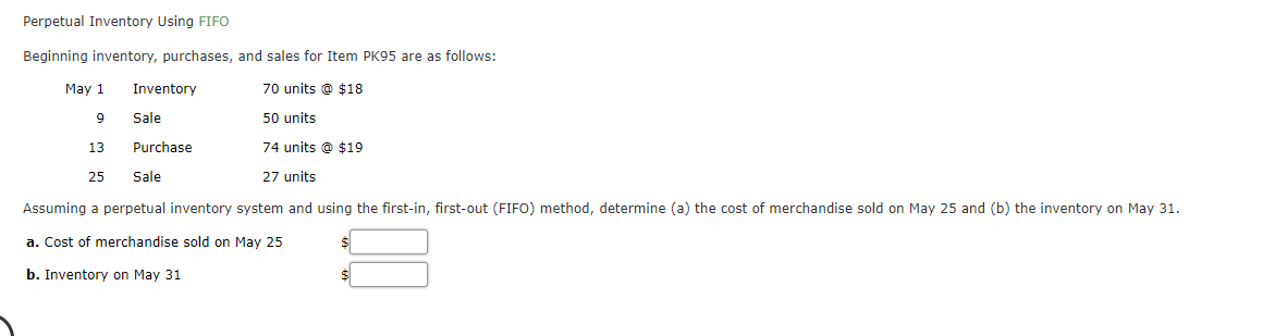 Solved Perpetual Inventory Using FIFO Beginning inventory, | Chegg.com
