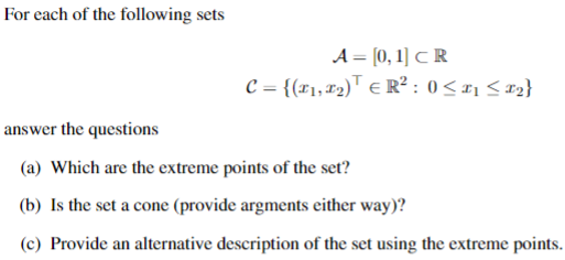 Solved For each of the following sets | Chegg.com