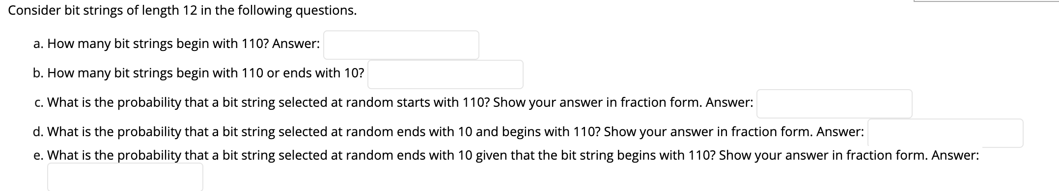 Solved Consider bit strings of length 12 in the following | Chegg.com