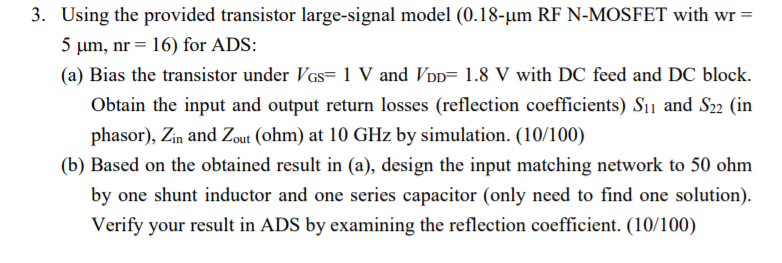 3. Using the provided transistor large-signal model | Chegg.com
