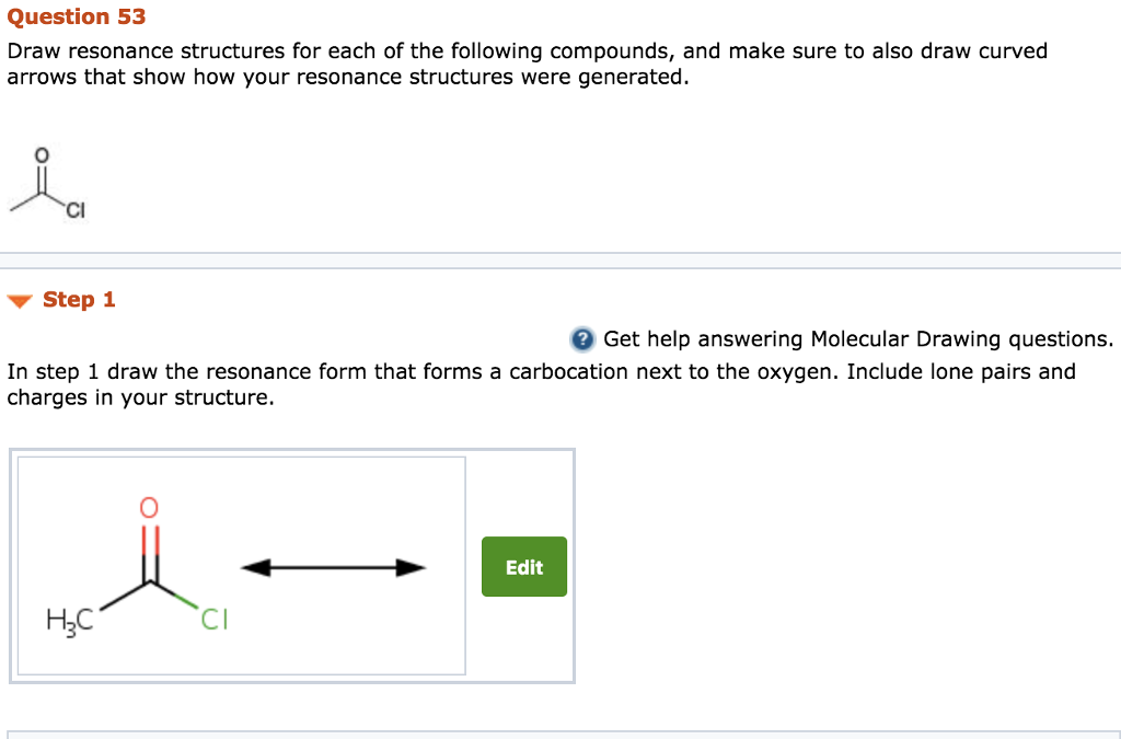 Solved Question 53 Draw resonance structures for each of the | Chegg.com