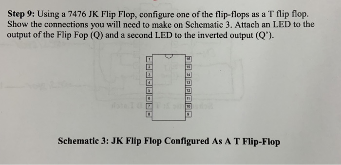 Solved Step 9: Using a 7476 JK Flip Flop, configure one of | Chegg.com
