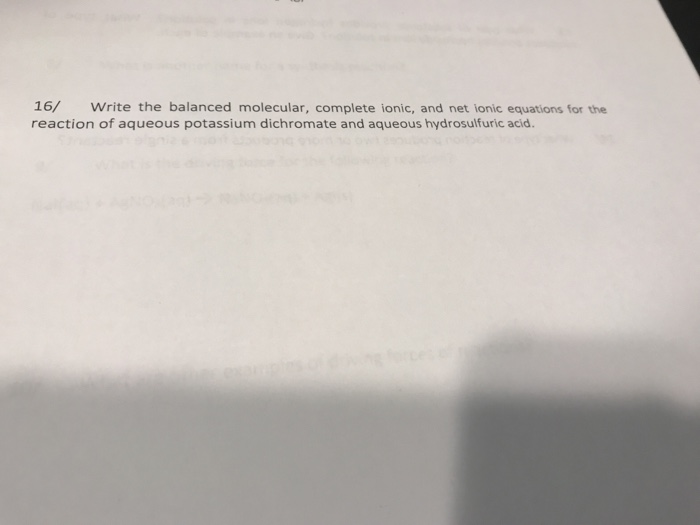 Solved Write the balanced molecular, complete ionic, and net | Chegg.com
