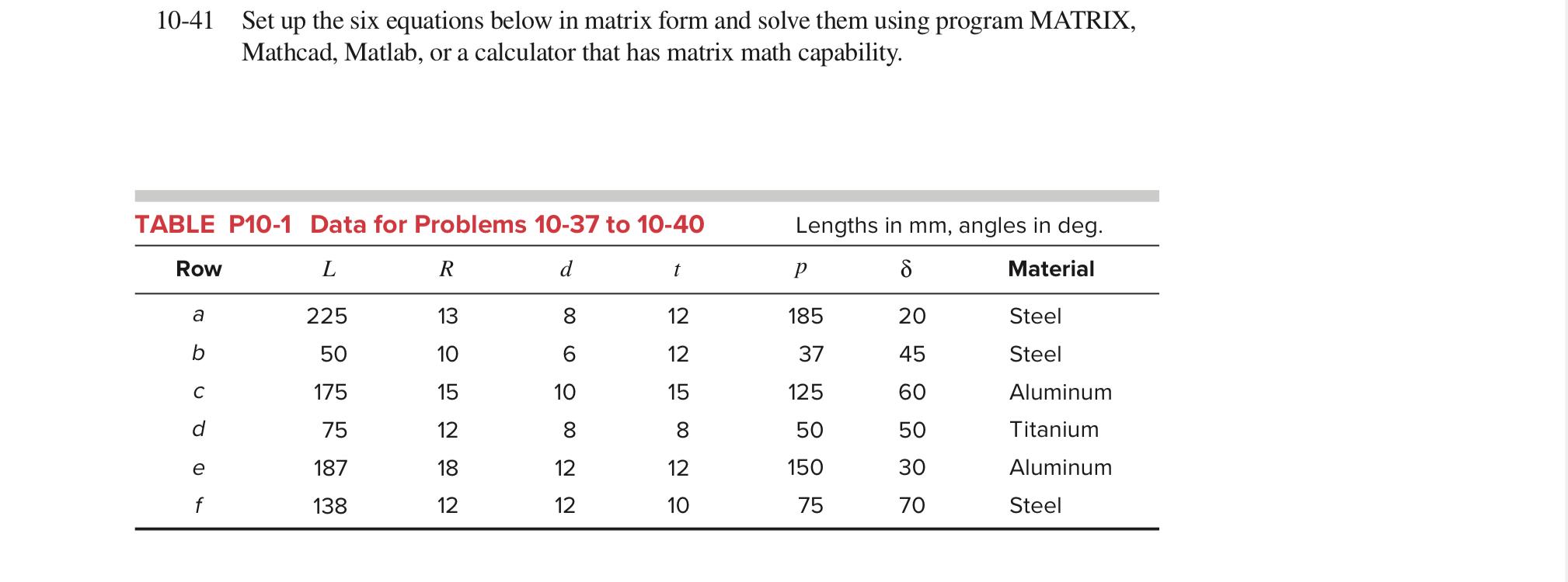 Solved 10-41 Set up the six equations below in matrix form | Chegg.com
