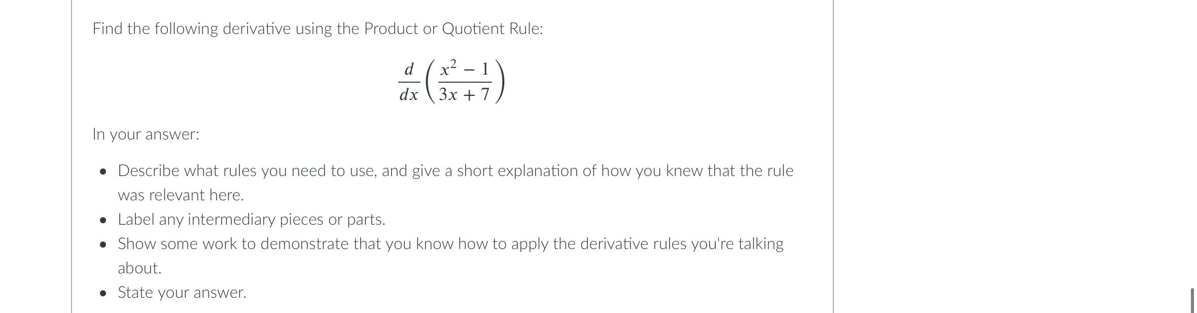 Solved Find the following derivative using the Product or | Chegg.com