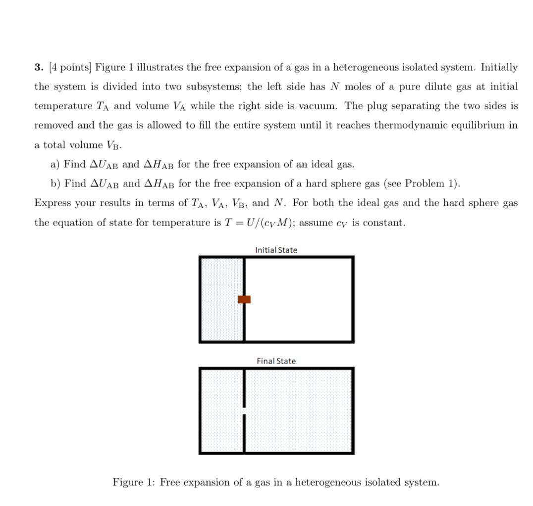 Solved 3. [4 points) Figure 1 illustrates the free expansion | Chegg.com