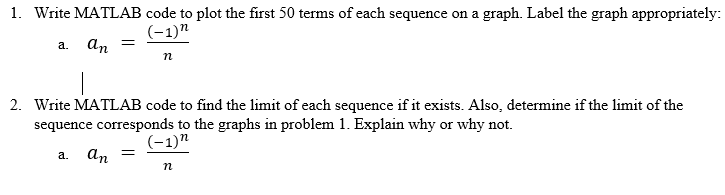 Solved 1. Write MATLAB code to plot the first 50 terms of | Chegg.com