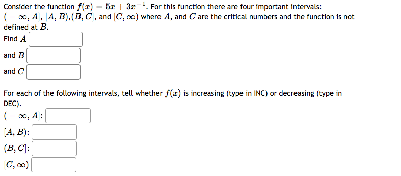 Solved Consider the function f(x) = 5x + 3x - 1. For this | Chegg.com