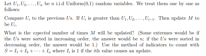 Solved Let U1, U2,...,Un be n i.i.d Uniform(0,1) random | Chegg.com