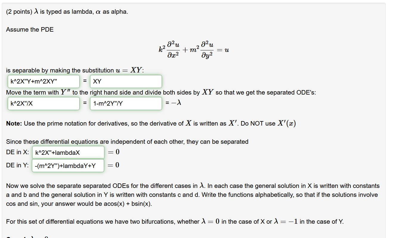 Solved (2 points) is typed as lambda, a as alpha. Assume the | Chegg.com