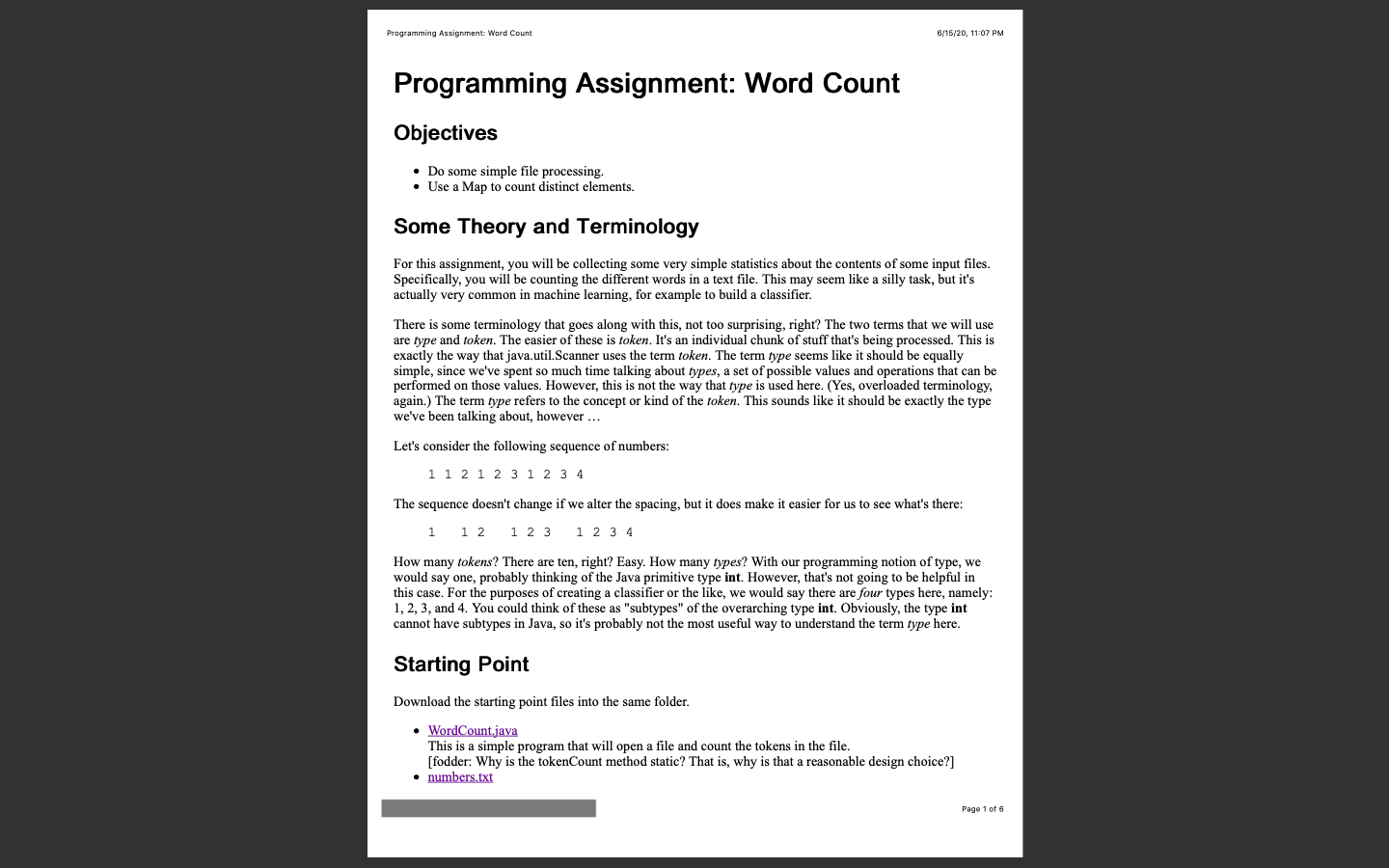 Programming Assignment: Word Count 6/16/20, 11:07 PM | Chegg.com