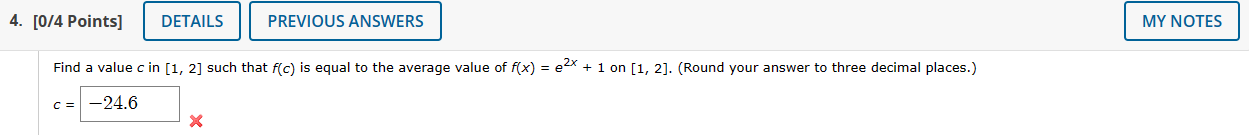 Solved Find a value c in [1,2] such that f(c) is equal to | Chegg.com