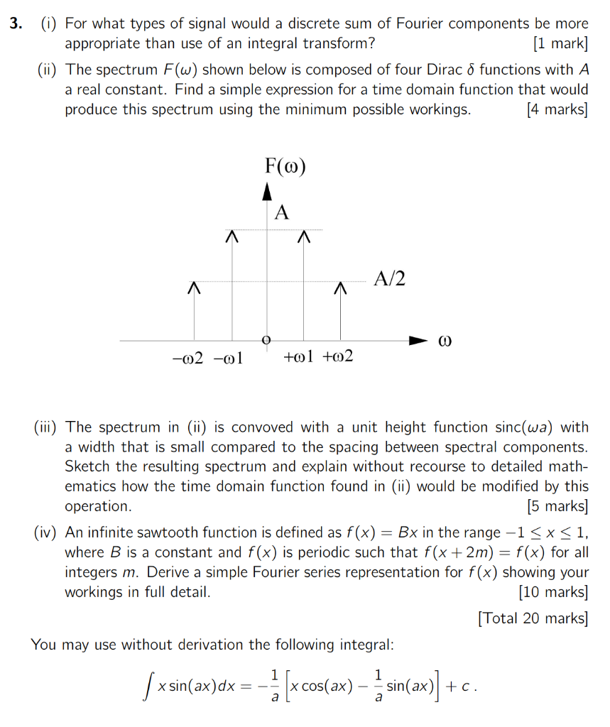 Solved 3. (i) For what types of signal would a discrete sum | Chegg.com
