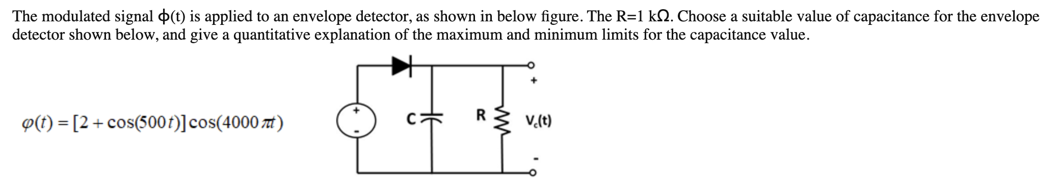 Solved The modulated signal $(t) is applied to an envelope | Chegg.com