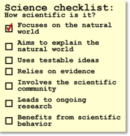 Solved Science checklist: How scientific is it? Focuses on | Chegg.com