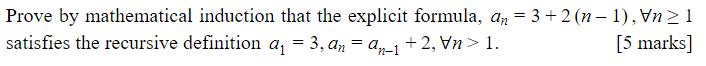 Solved Prove by mathematical induction that the explicit | Chegg.com