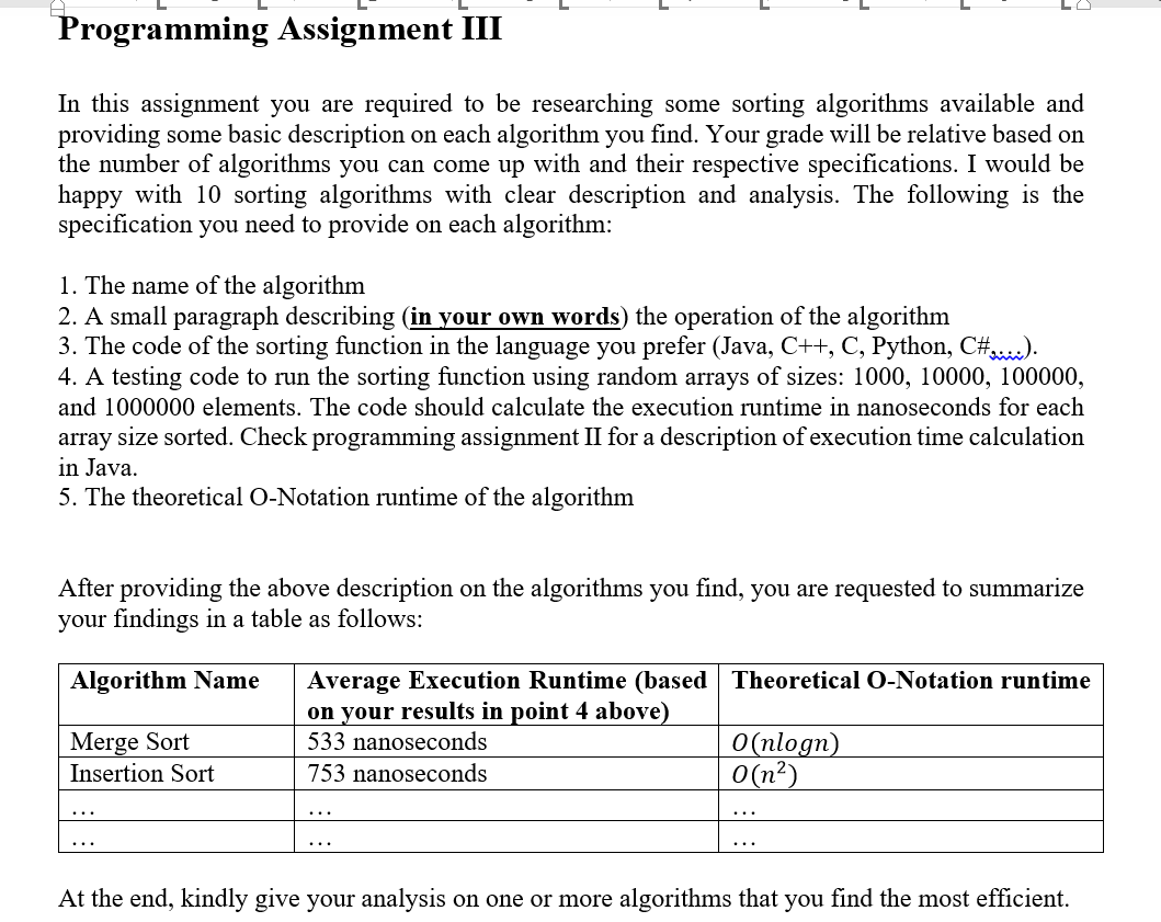 Solved Programming Assignment III In this assignment you are | Chegg.com