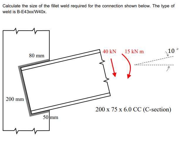 Calculate the size of the fillet weld required for | Chegg.com