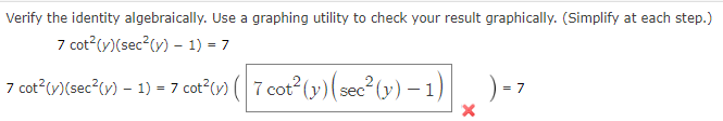 Solved Verify the identity algebraically. Use a graphing | Chegg.com
