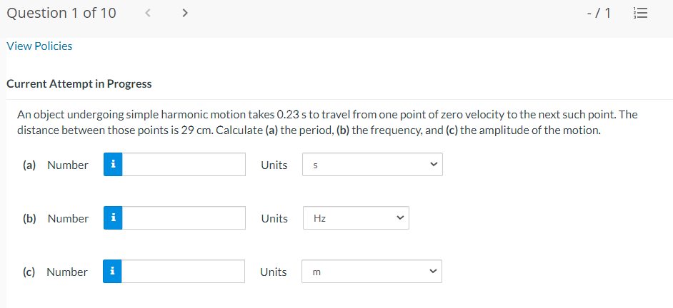 Solved An object undergoing simple harmonic motion takes | Chegg.com