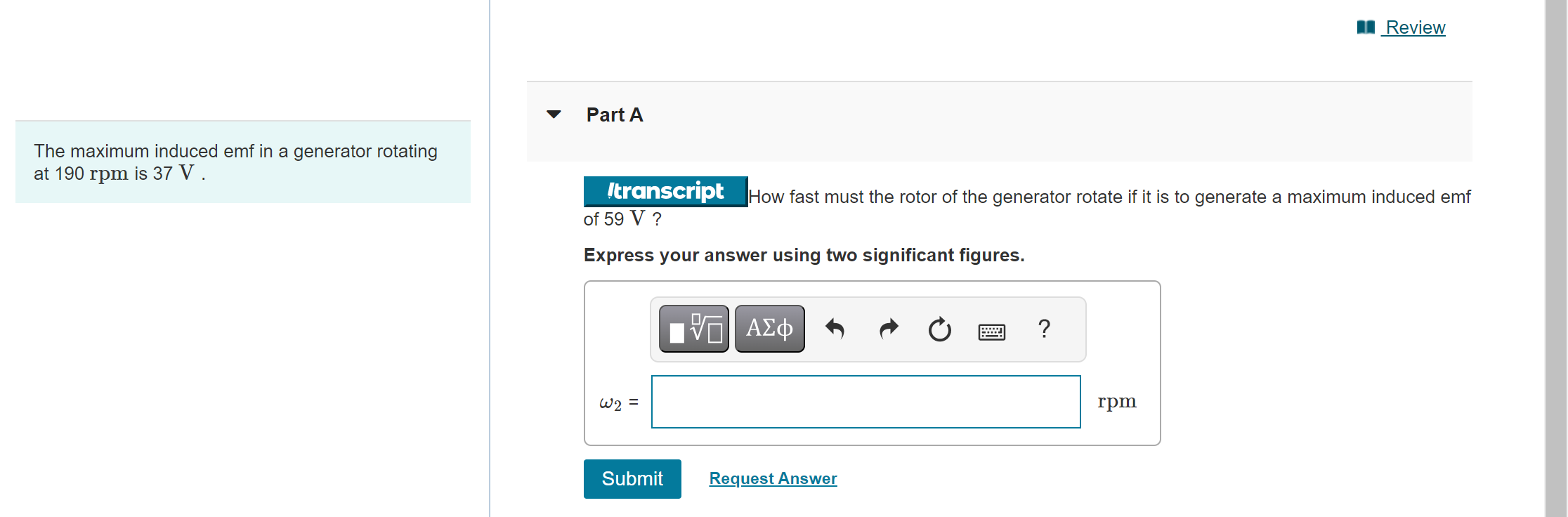 Solved The maximum induced emf in a generator rotating at | Chegg.com