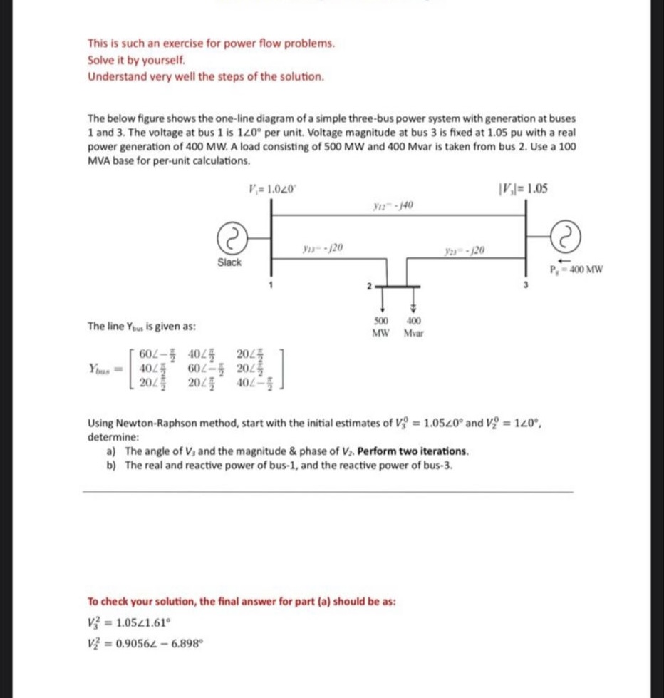 Solved This is ﻿such an ﻿exercise for power flow | Chegg.com