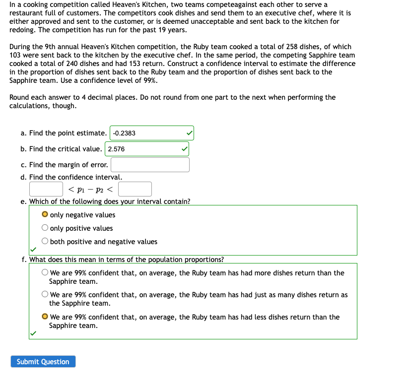 Solved In a cooking competition called Heaven's Kitchen, two | Chegg.com