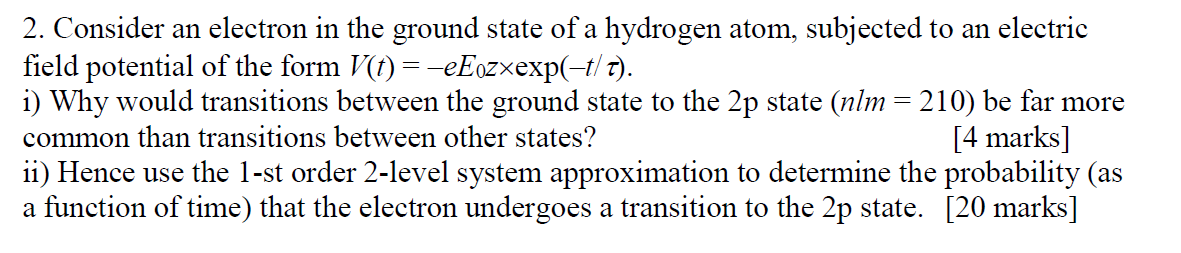 2. Consider an electron in the ground state of a | Chegg.com
