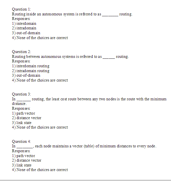 Solved routing Question 1: Routing inside an autonomous | Chegg.com
