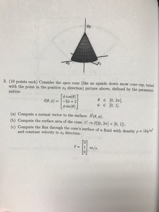 Solved Consider the open cone (like an upside down snow | Chegg.com