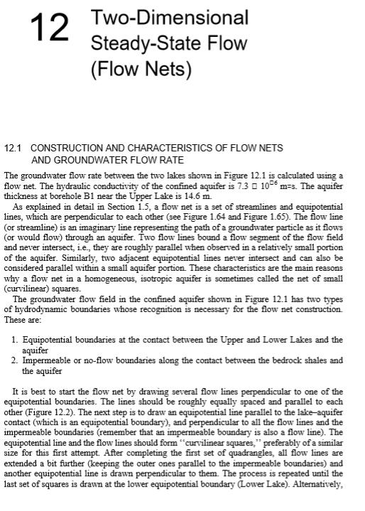Solved 12 Two-Dimensional Steady-State Flow (Flow Nets) 12.1 | Chegg.com