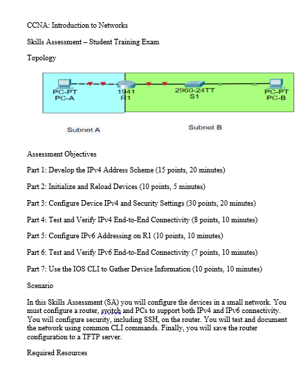 CCNA: Introduction to Networks Skills Asgegsment - | Chegg.com