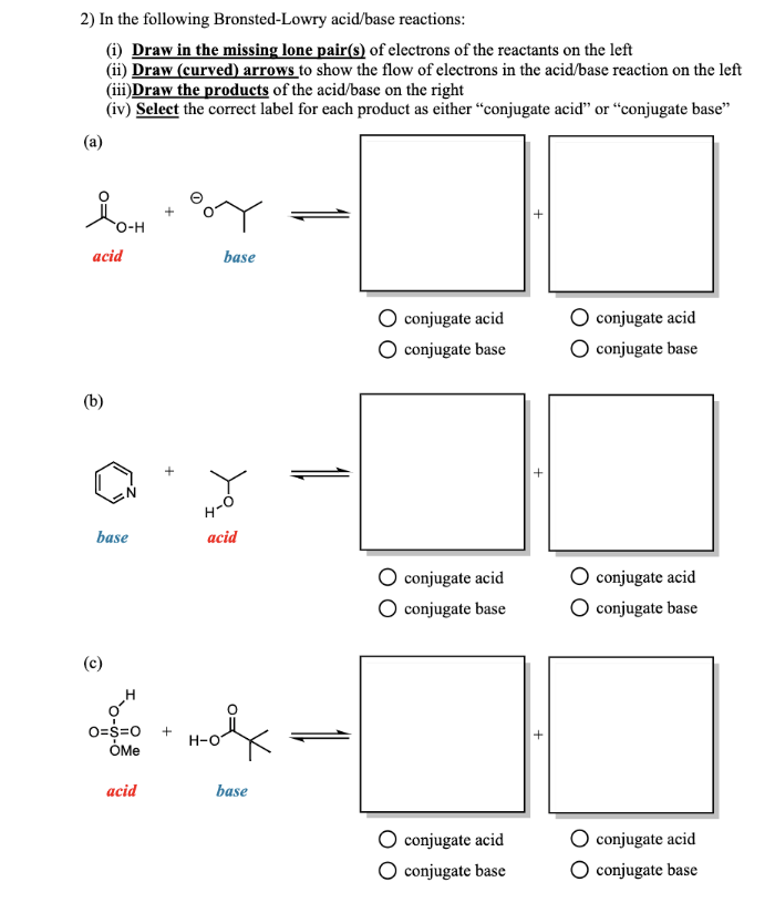 Solved In the following Bronsted-Lowry acid/base | Chegg.com