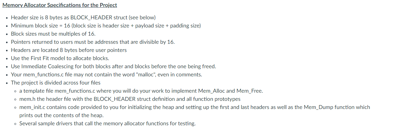 Solved Files: mem.h: #ifndef __mem_h__ #define | Chegg.com