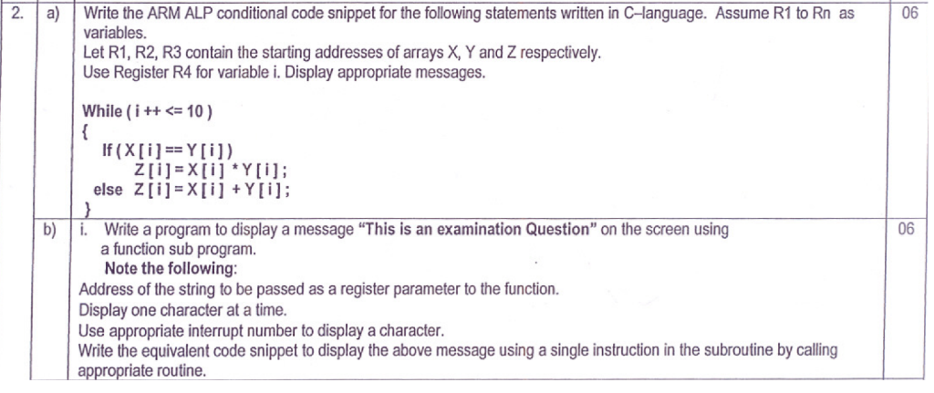 Solved 2. a)Write the ARM ALP conditional code snippet for | Chegg.com