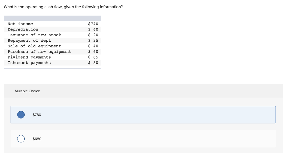 Solved What is the operating cash flow, given the following | Chegg.com